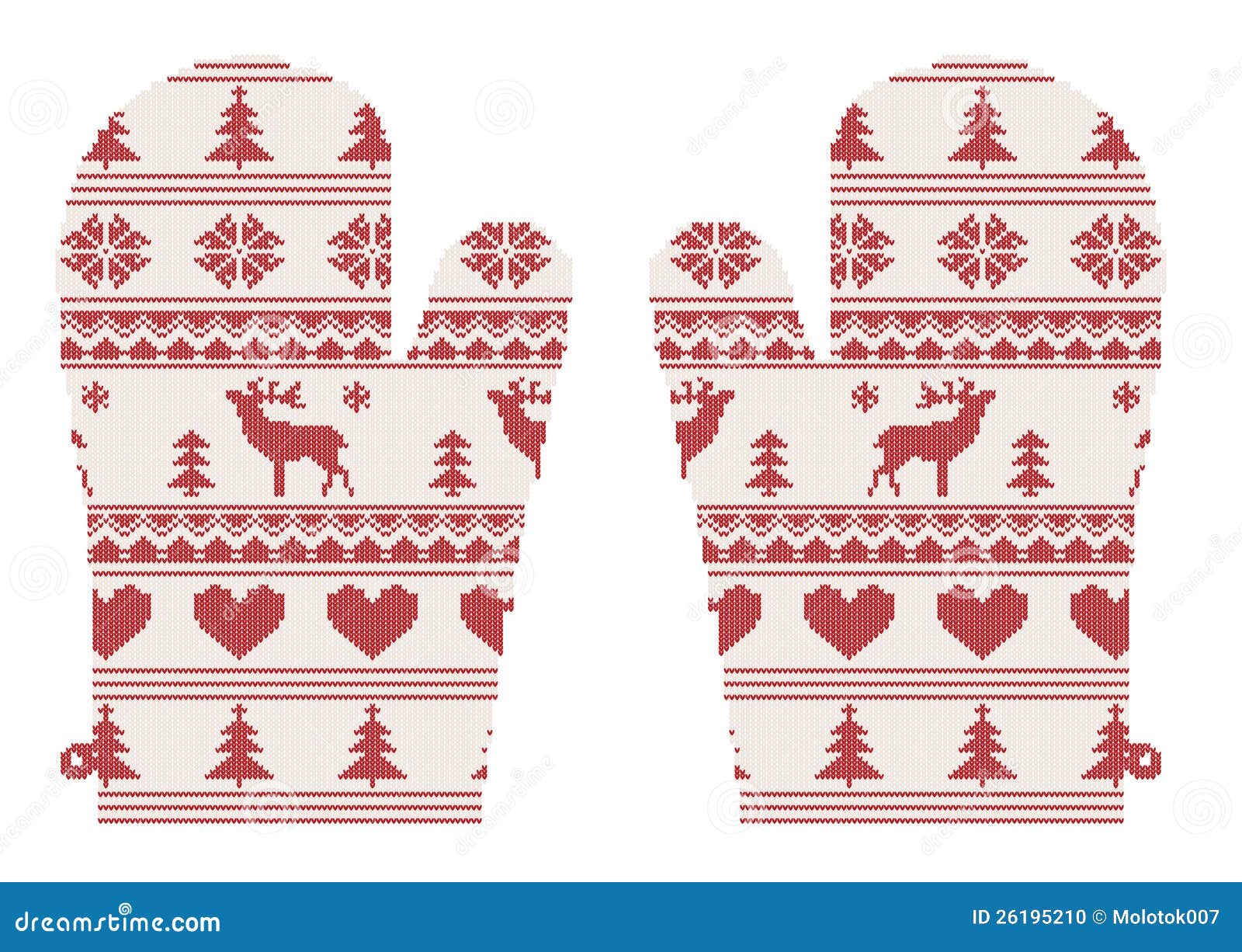 Knitted Christmas Mittens with Pattern Stock Vector - Illustration of ...