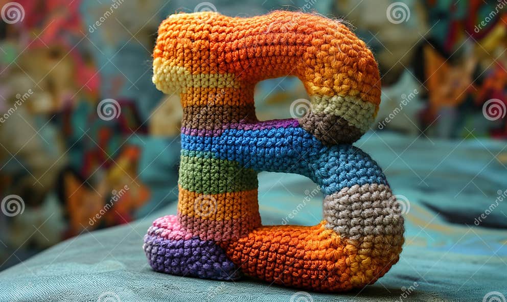 Knitted Colored Letter B on an Abstract Background. Stock Photo - Image ...