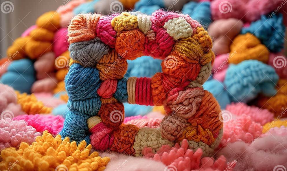 Knitted Colored Letter B on an Abstract Background. Stock Image - Image ...