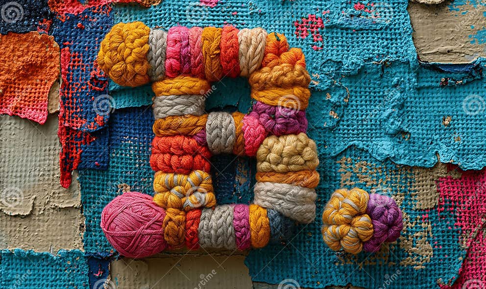 Knitted Colored Letter B on an Abstract Background. Stock Image - Image ...