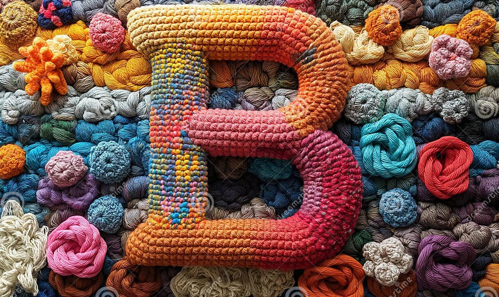 Knitted Colored Letter B on an Abstract Background. Stock Image - Image ...