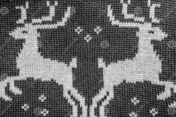 Knitted Deer Pattern As Background Stock Image - Image of style, retro ...
