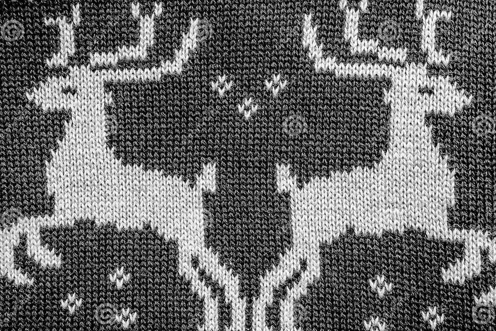 Knitted Deer Pattern As Background Stock Image - Image of style, retro ...