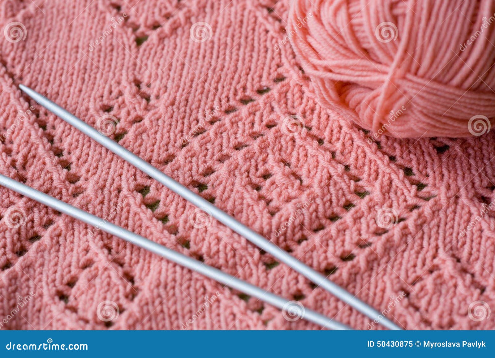 Knitted Element Skein of Yarn and Knitting Needles Stock Image - Image ...