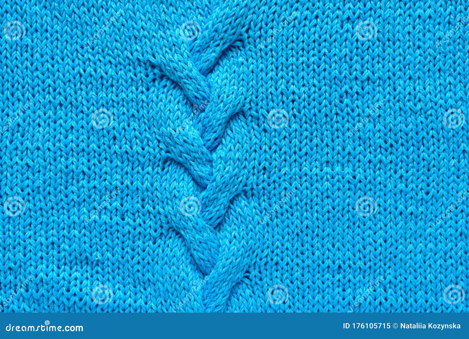 Knitted Fabric from Blue Yarn. Handmade Knitting Pattern Braid ...