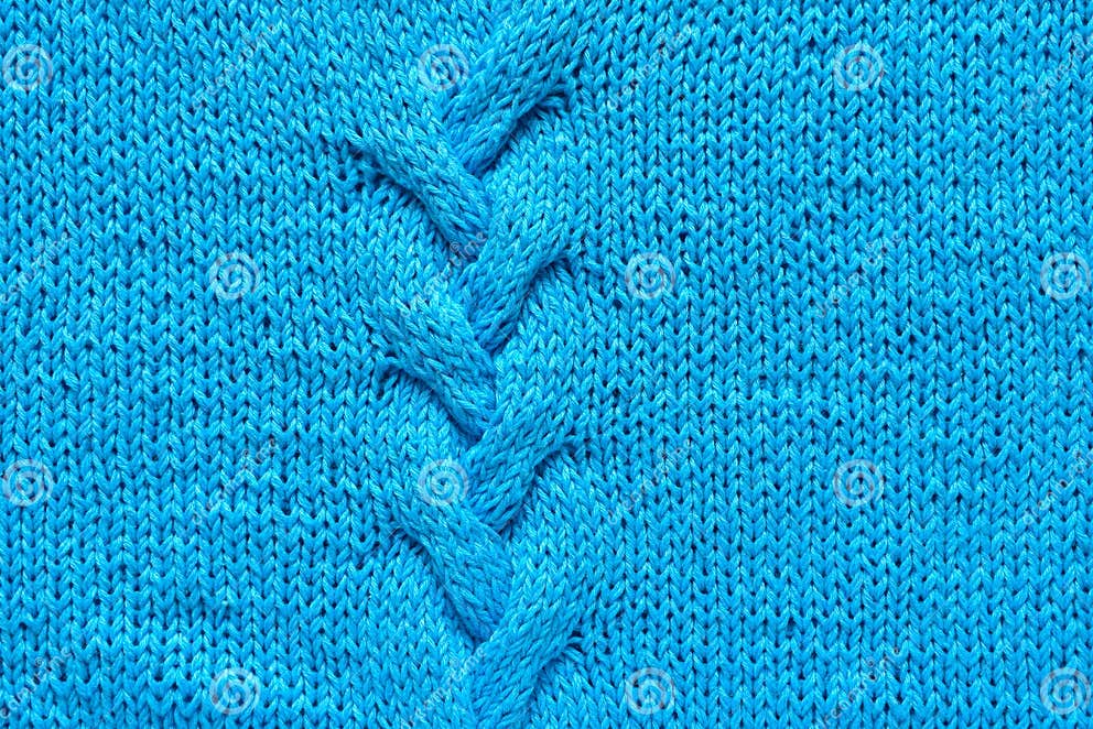 Knitted Fabric from Blue Yarn. Handmade Knitting Pattern Braid ...