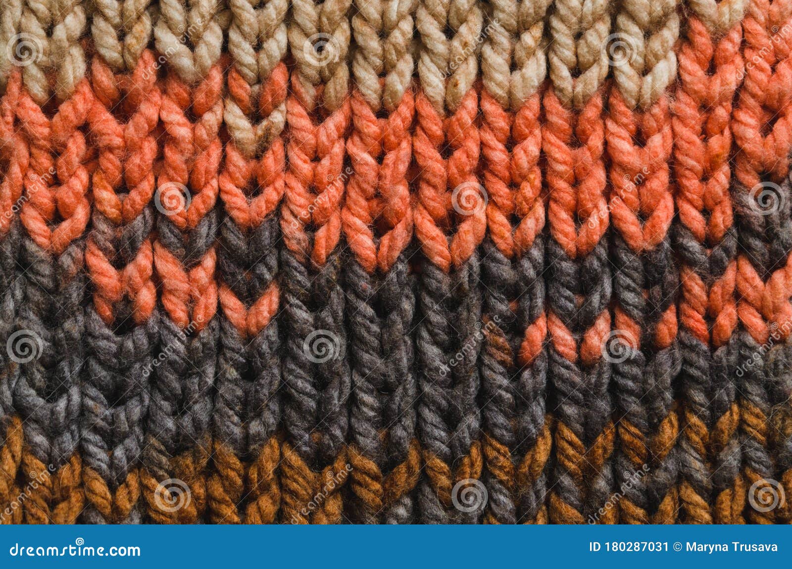 Knitted Fabric from Colored Wool Yarn, Texture Stock Image - Image of ...