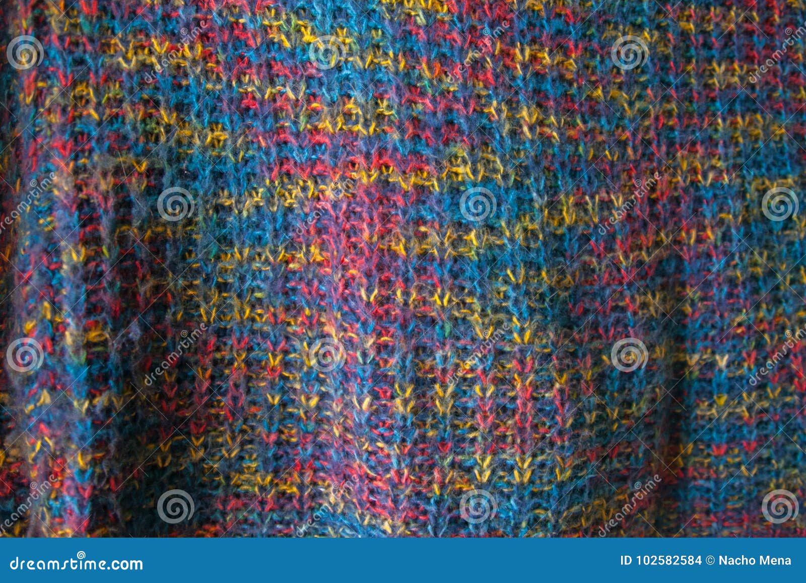 Knitted Fabric Texture. Closeup View of Multicolored Fabric Jersey ...
