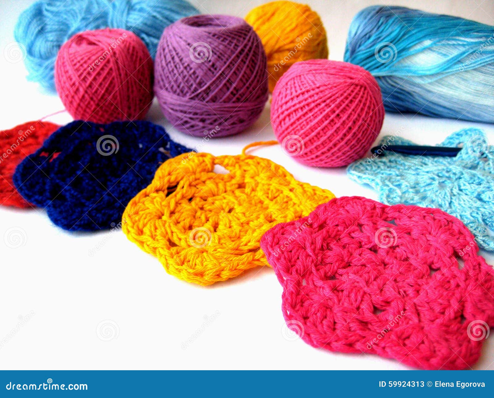 Knitted Flowers from Threads Stock Image - Image of wood, pattern: 59924313
