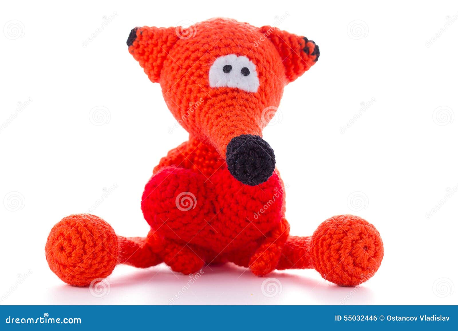 Knitted fox toy isolated stock photo. Image of play, childhood - 55032446