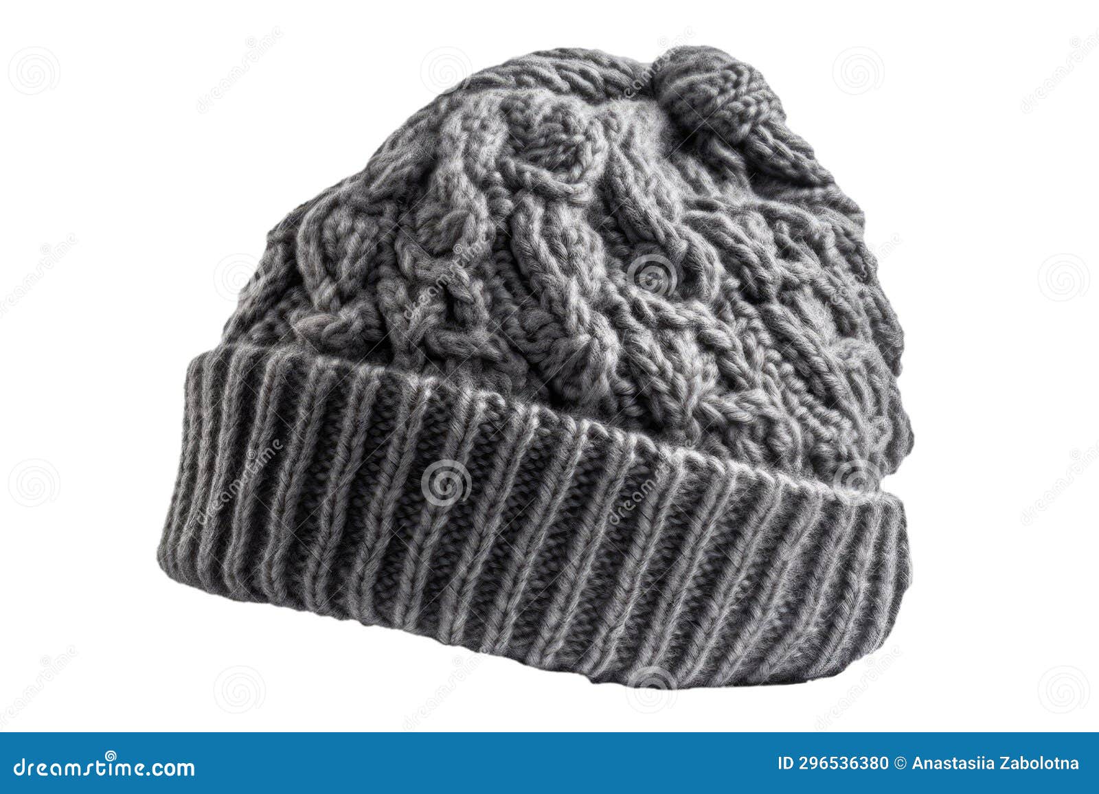 Knitted Gray Hat on Isolated White Background Stock Illustration ...