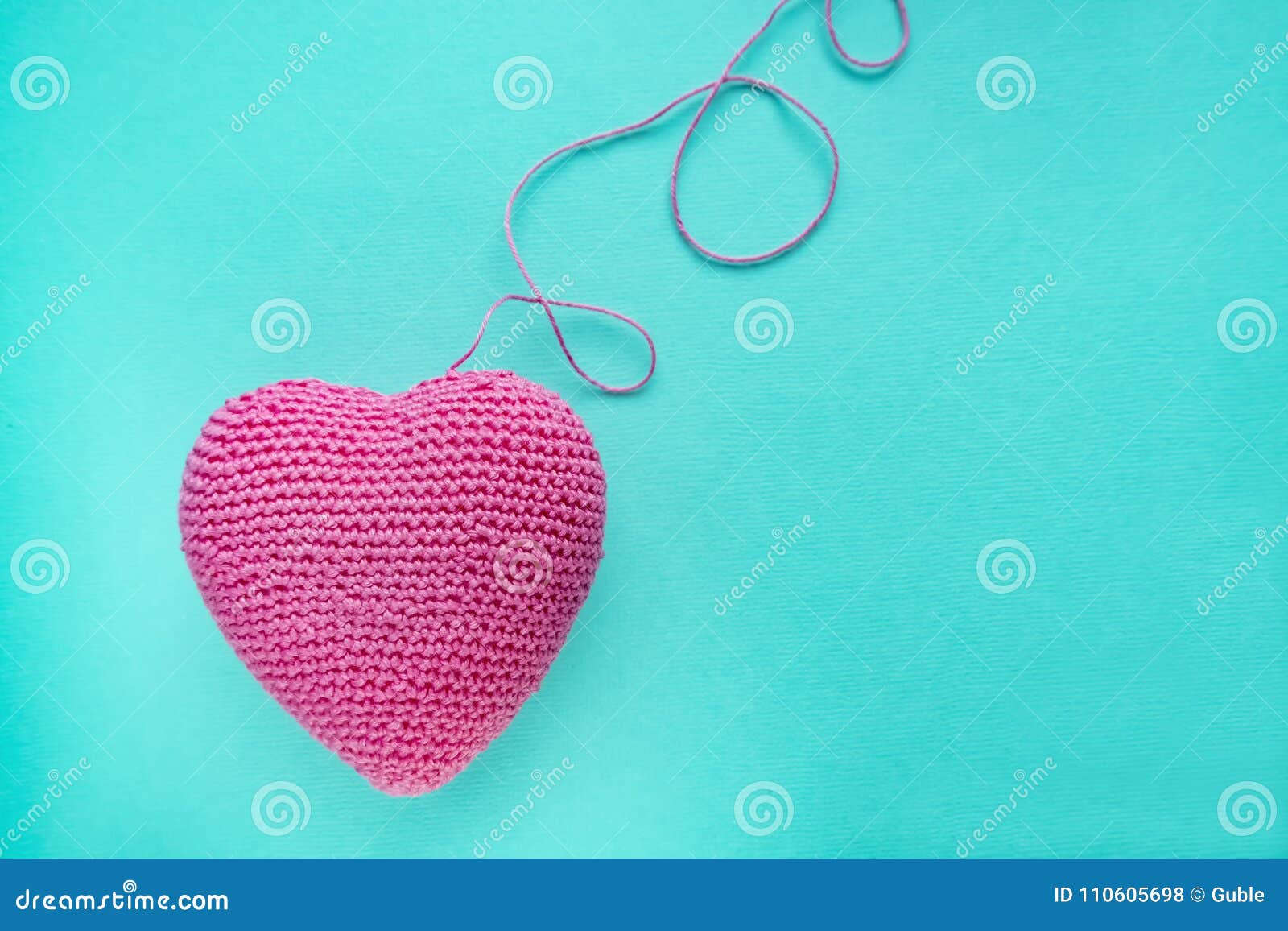 Knitted Heart Shape Symbol Made from Wool. Stock Photo - Image of ball ...
