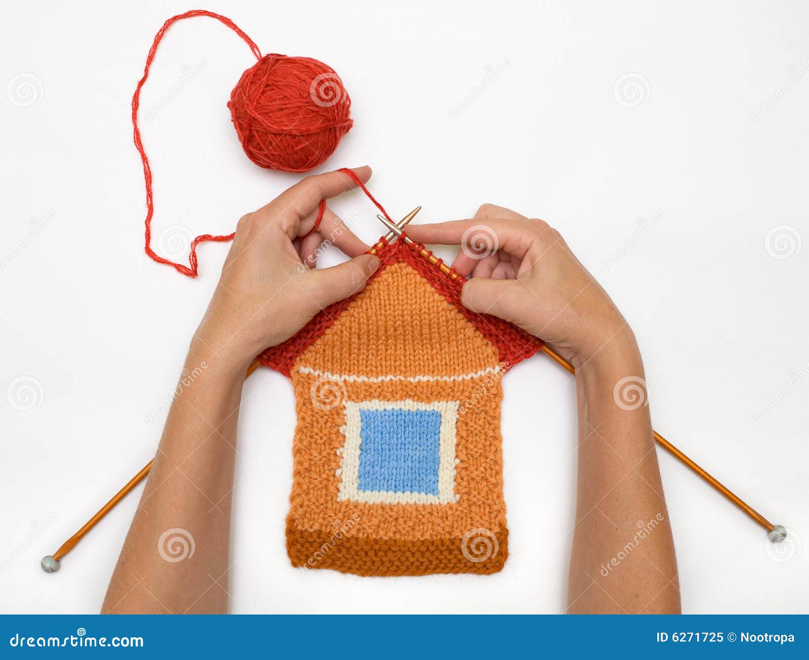 Knitted House on White Background Stock Image - Image of estate, woolen ...