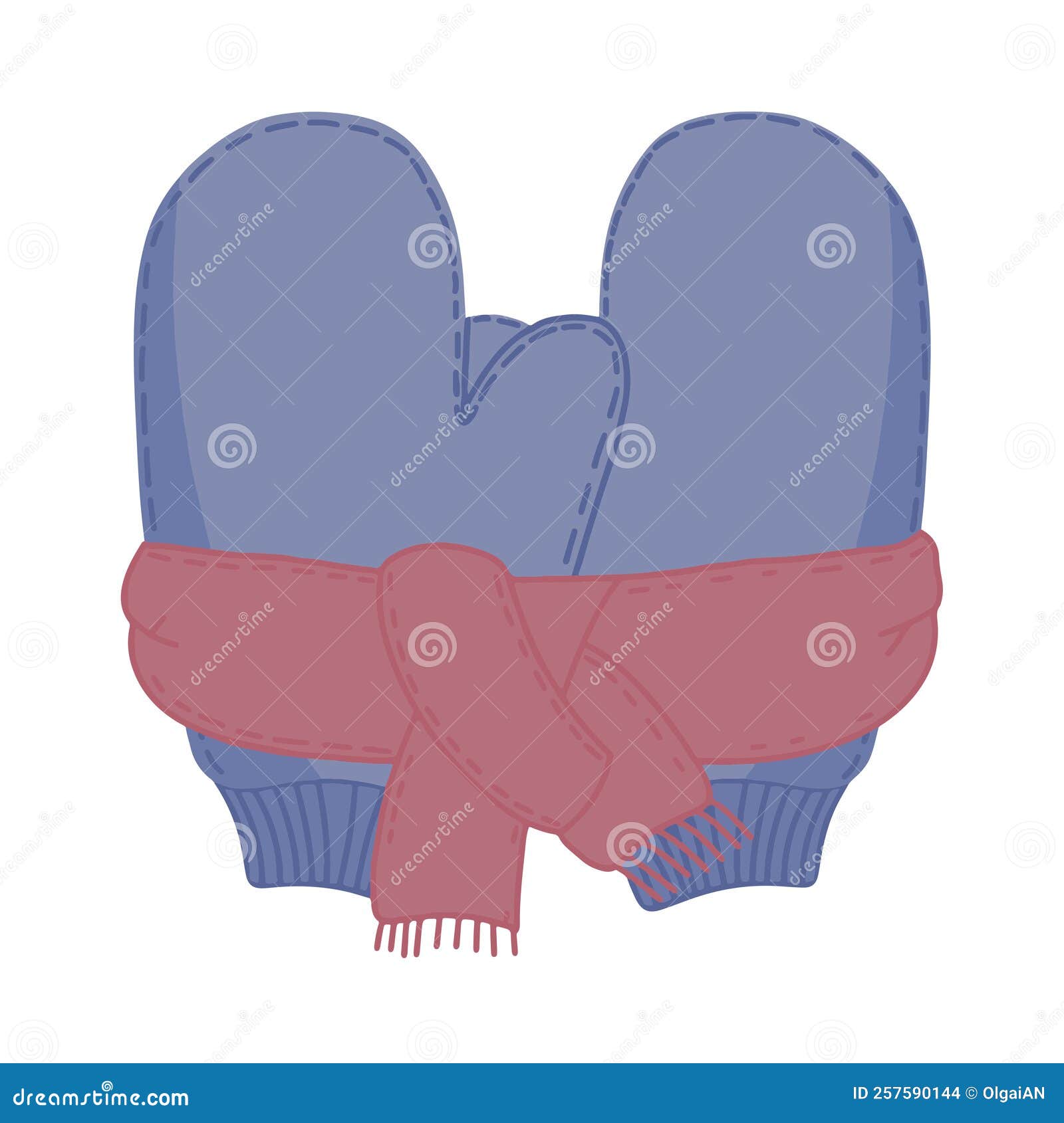 Knitted Mittens with a Scarf. Isolated Vector. Stock Vector ...