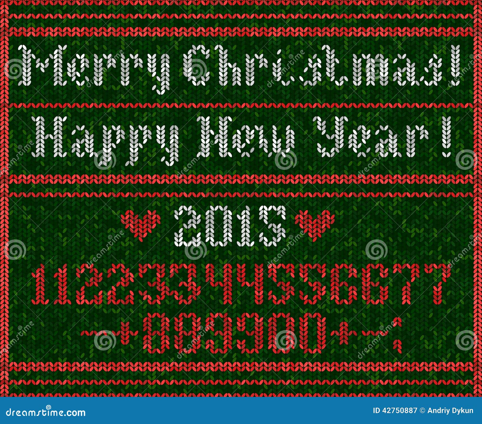 Knitted numbers stock vector. Illustration of pattern - 42750887