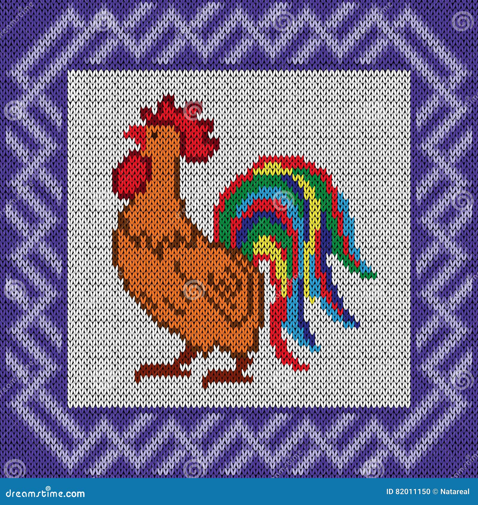 Knitted Pattern with Proud Red Rooster Stock Vector - Illustration of ...
