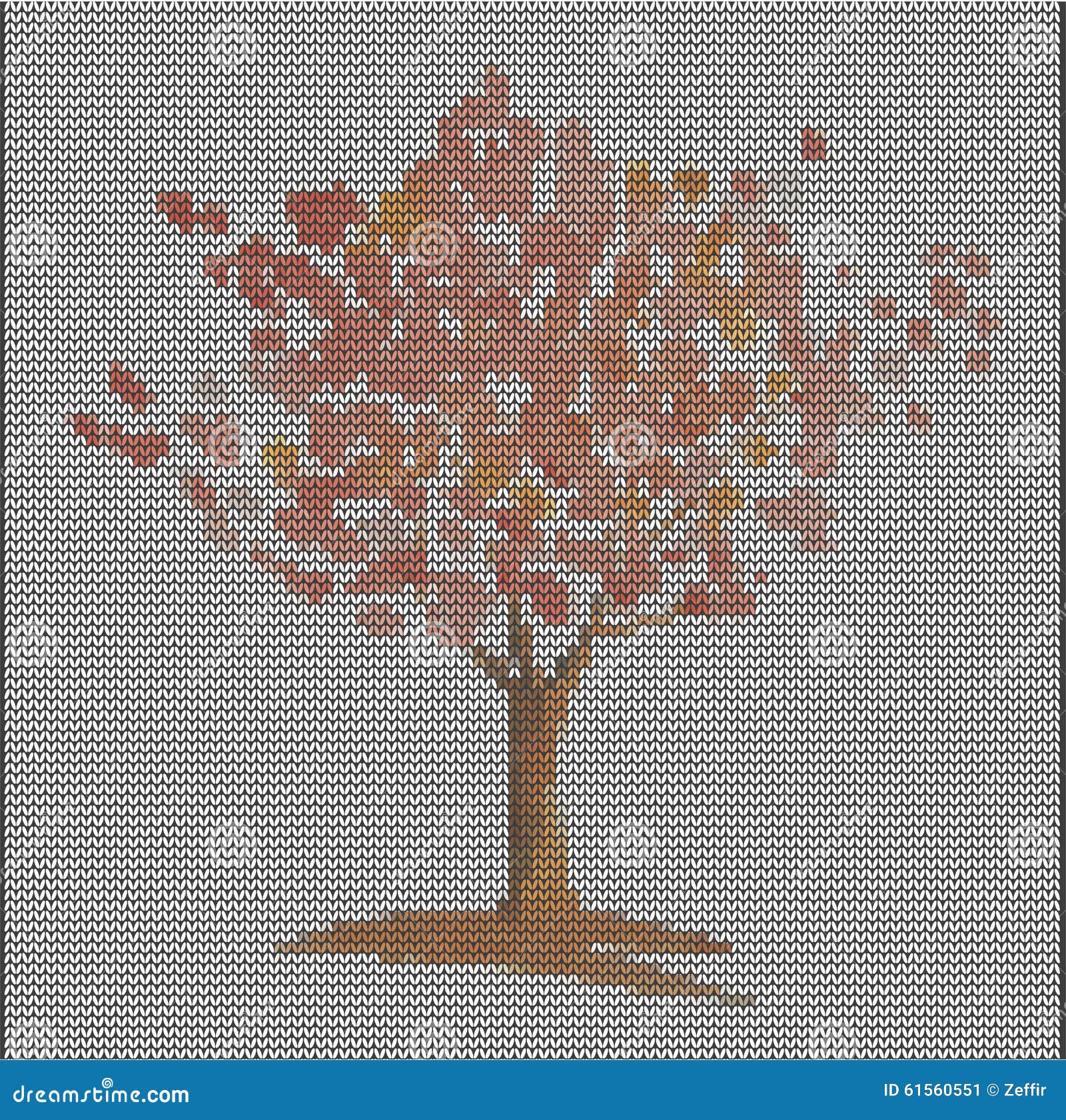 Knitted pattern with tree stock vector. Illustration of design - 61560551