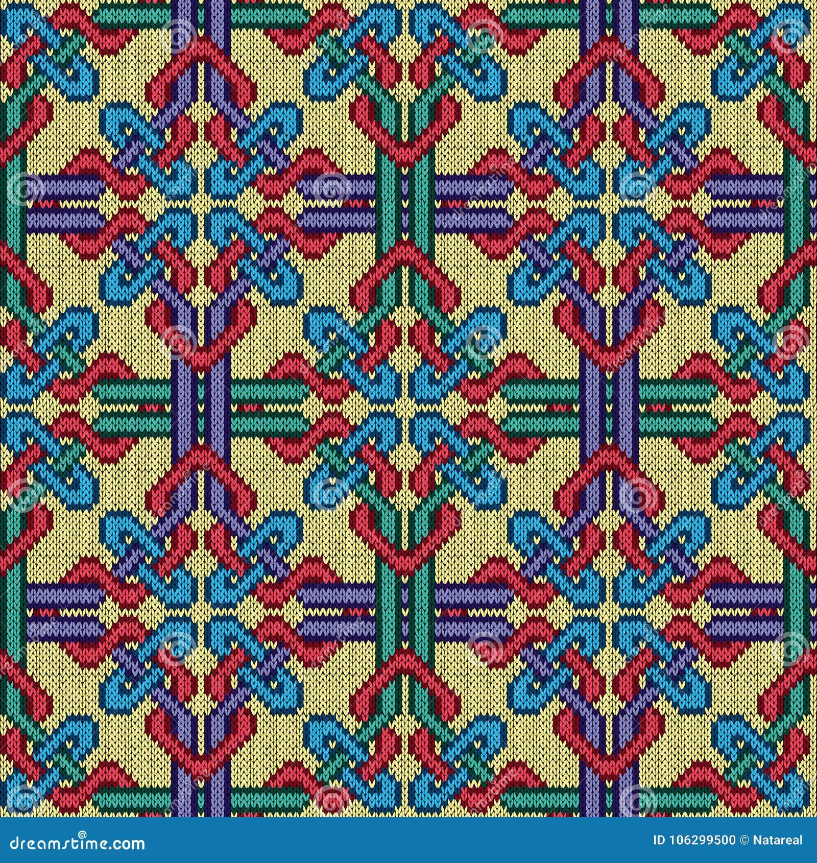 Knitted Seamless Multicolor Ornate Pattern Stock Vector - Illustration ...