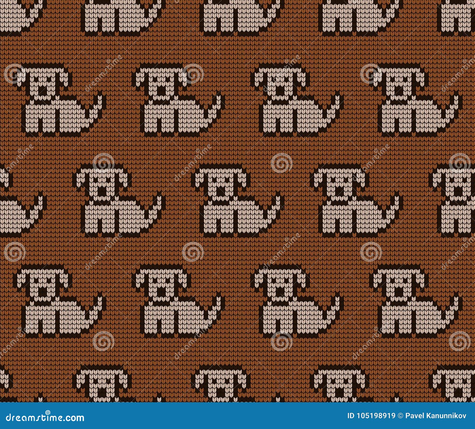 Knitted Seamless Pattern in Dogs Stock Illustration - Illustration of ...