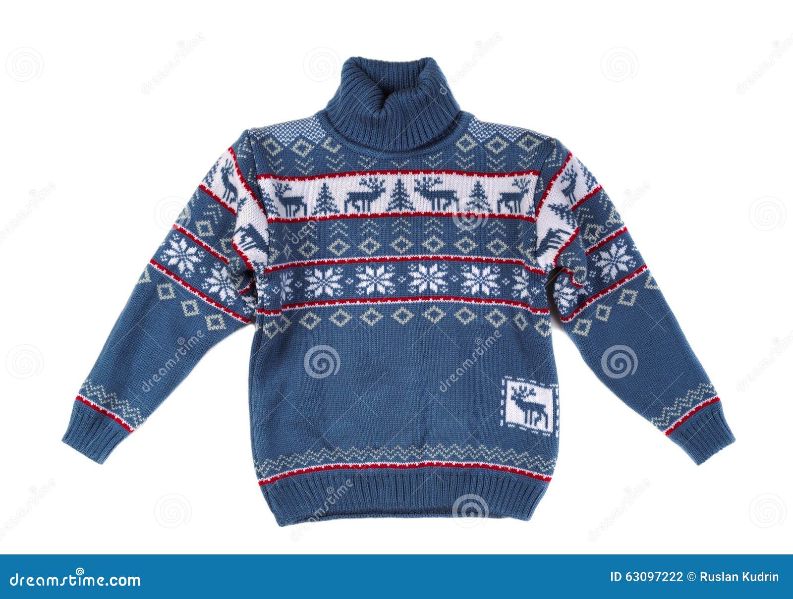 Knitted Sweater with a Pattern Deer. Stock Photo - Image of cotton ...
