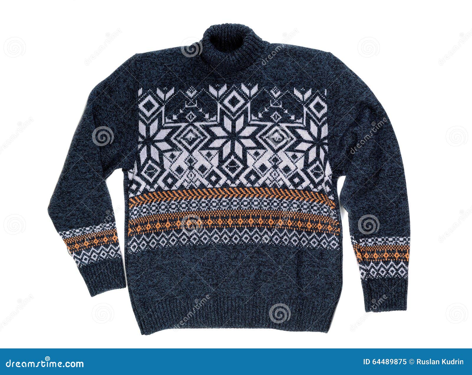 Knitted Sweater with Snowflake Pattern. Stock Image - Image of garment ...