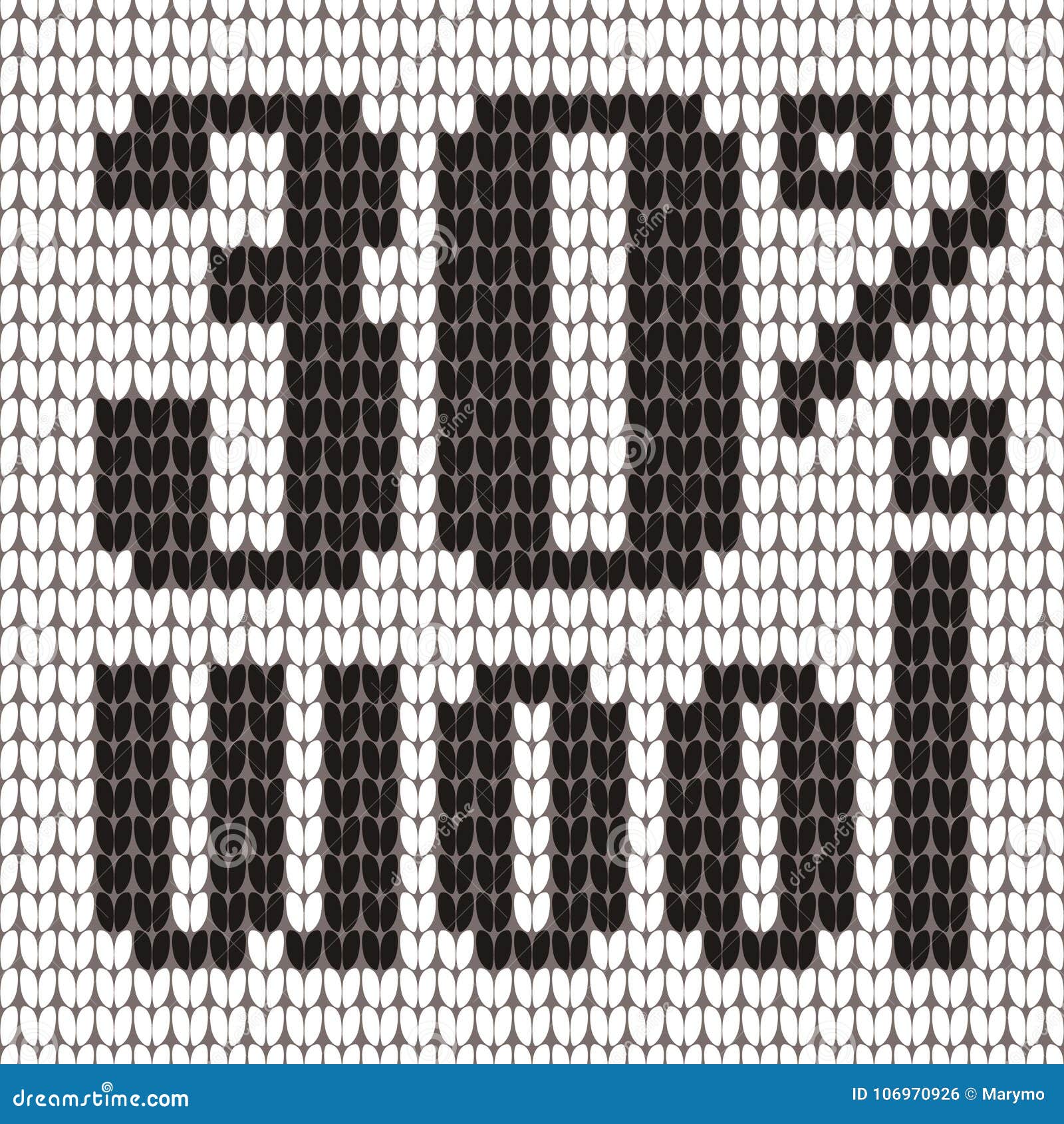 Knitted Text. 30 Wool. in Black and White Colors. Vector Illustration ...