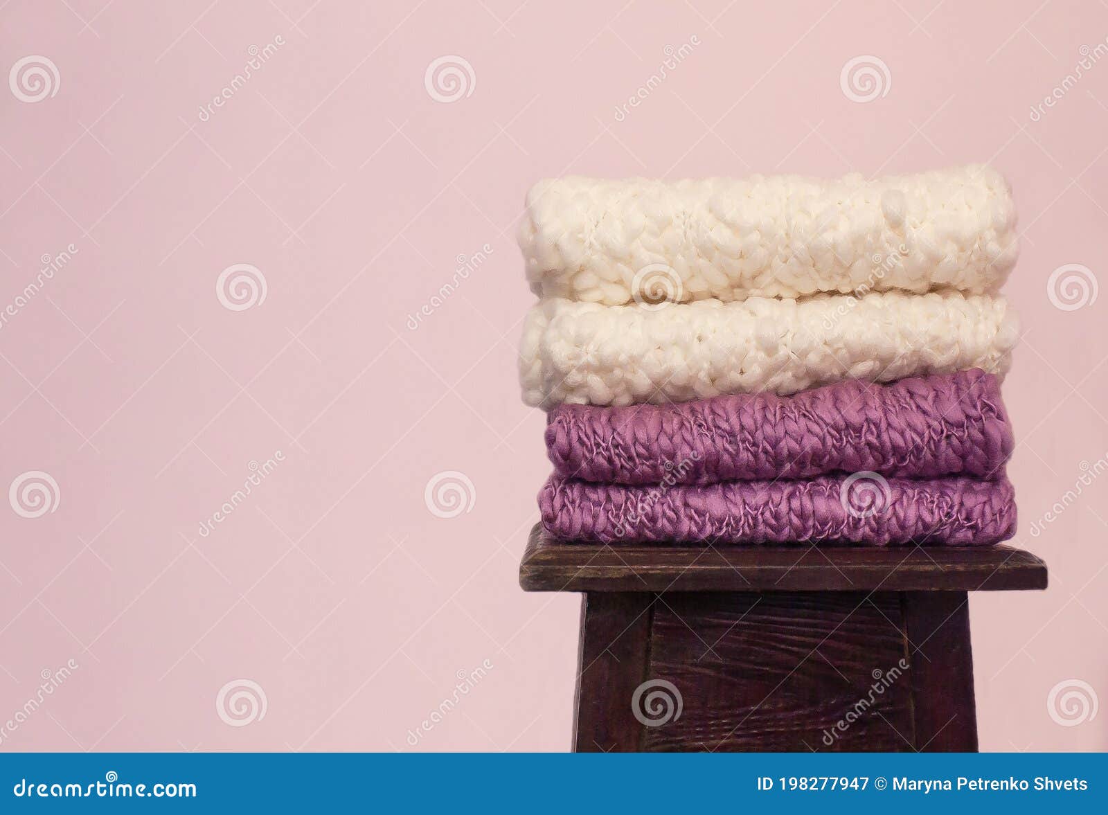 Knitted Things Made of Natural Wool Stacked in a Pile Stock Image ...