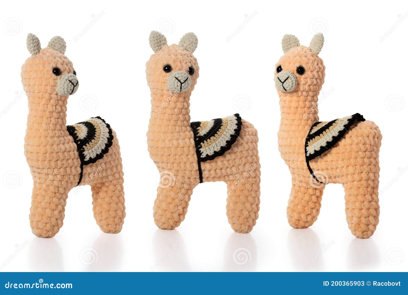 Knitted Toy. Orange Lama on White Background. Three Position. Full ...