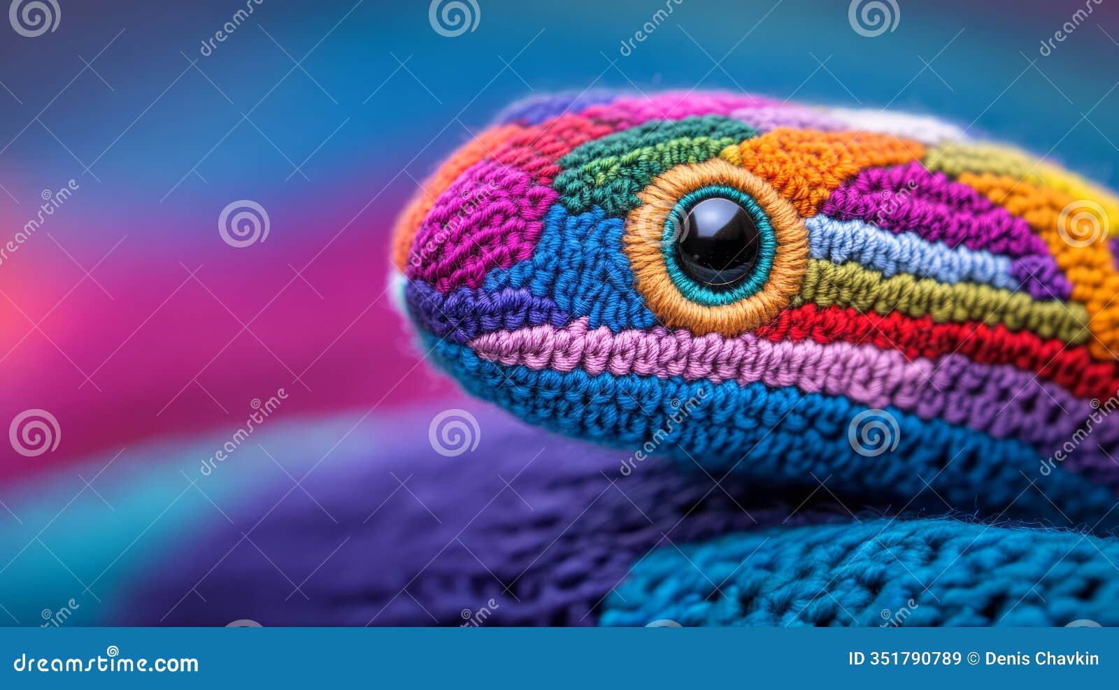 Knitted Toy Snake on a Tree in the Garden Stock Image - Image of animal ...