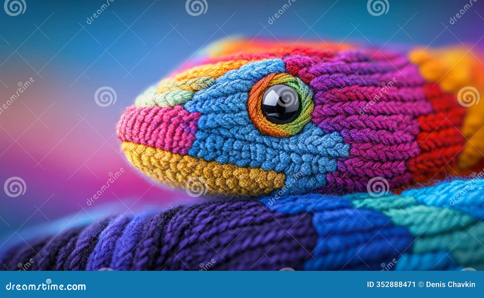 Knitted Toy Snake on a Tree in the Garden Stock Image - Image of ...