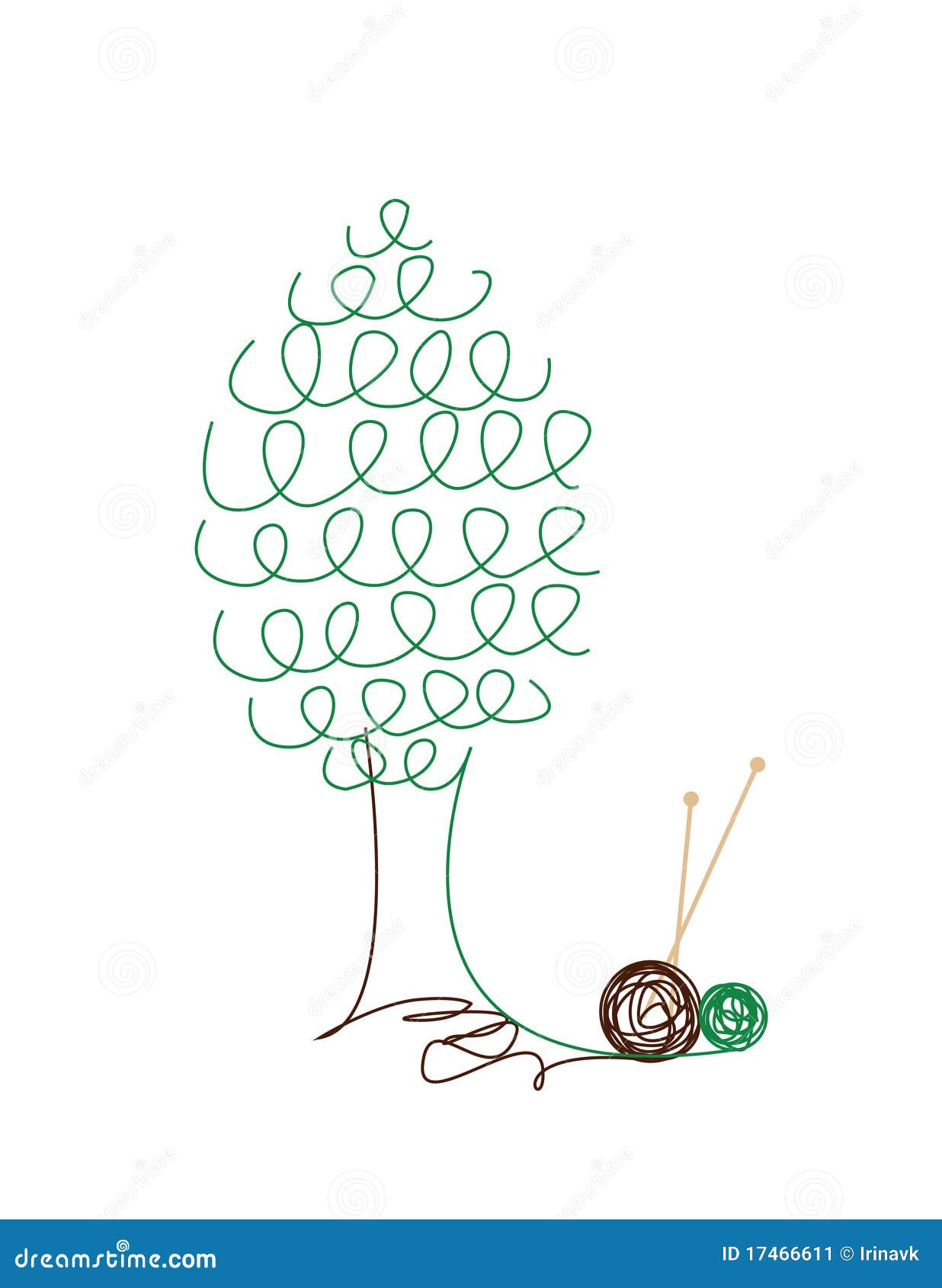 Knitted tree stock vector. Illustration of knitting, ball - 17466611