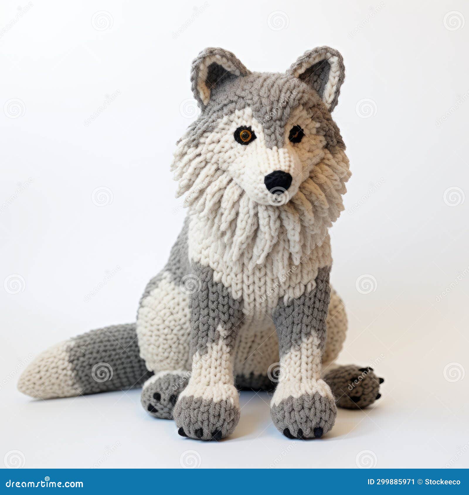 Knitted Wolf with Bold Patterns and Realistic Detail Stock Illustration ...