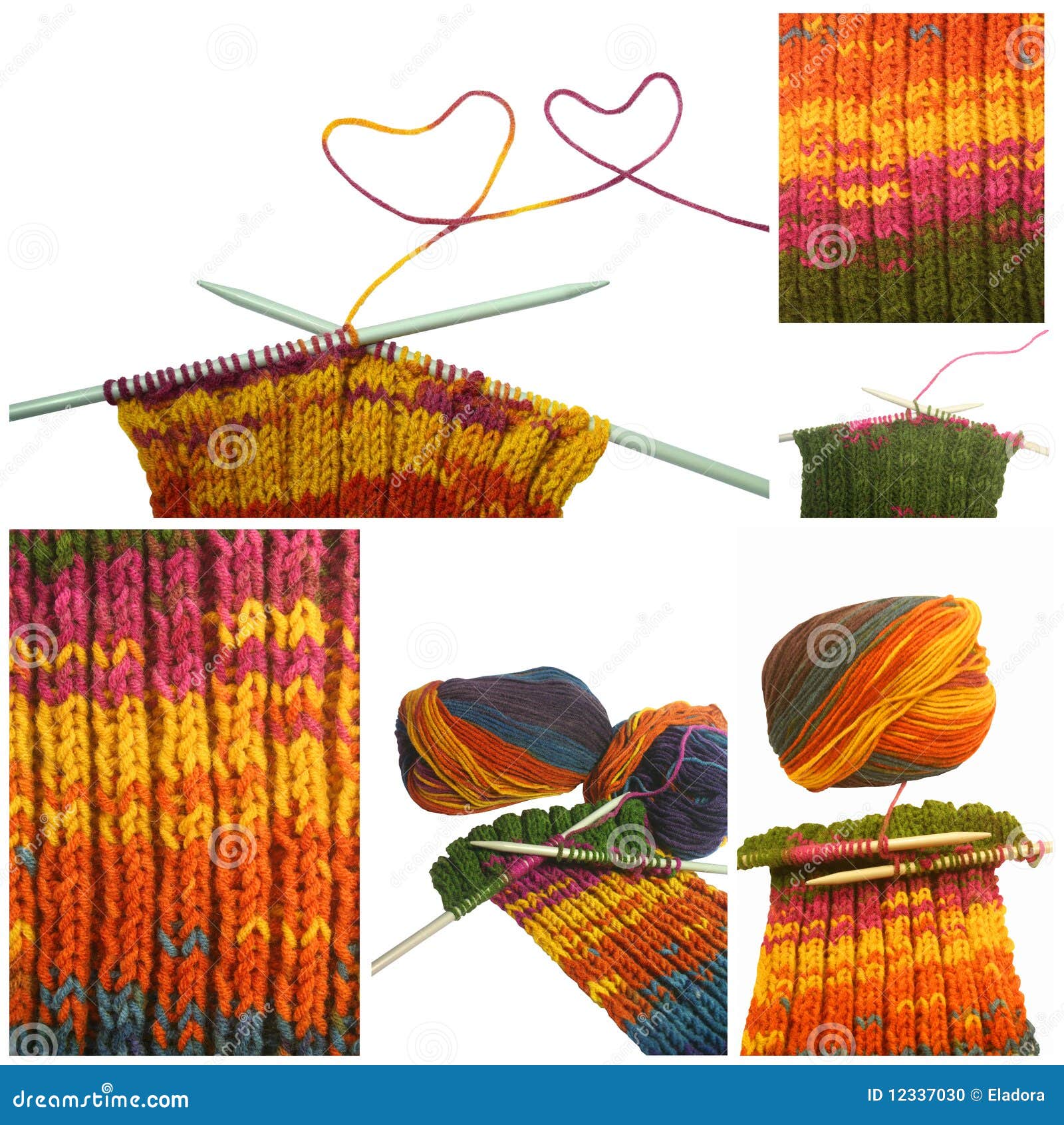 Knitted wool collage stock photo. Image of needle, knit - 12337030