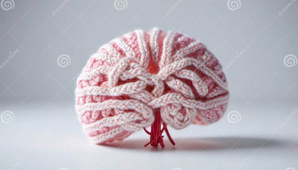 Knitted Yarn Human Brain . Generative Ai. AI Stock Illustration ...