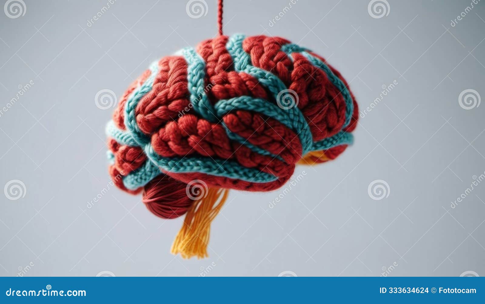 Knitted Yarn Human Brain . Generative Ai. AI Stock Illustration ...
