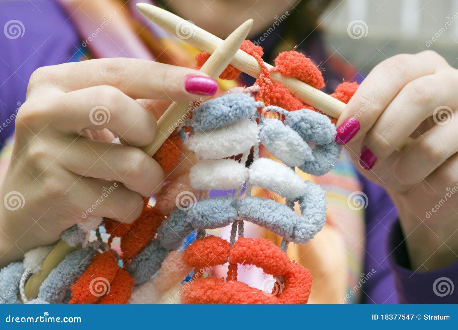 Knitting stock image. Image of cord, hobby, fiber, hands - 18377547