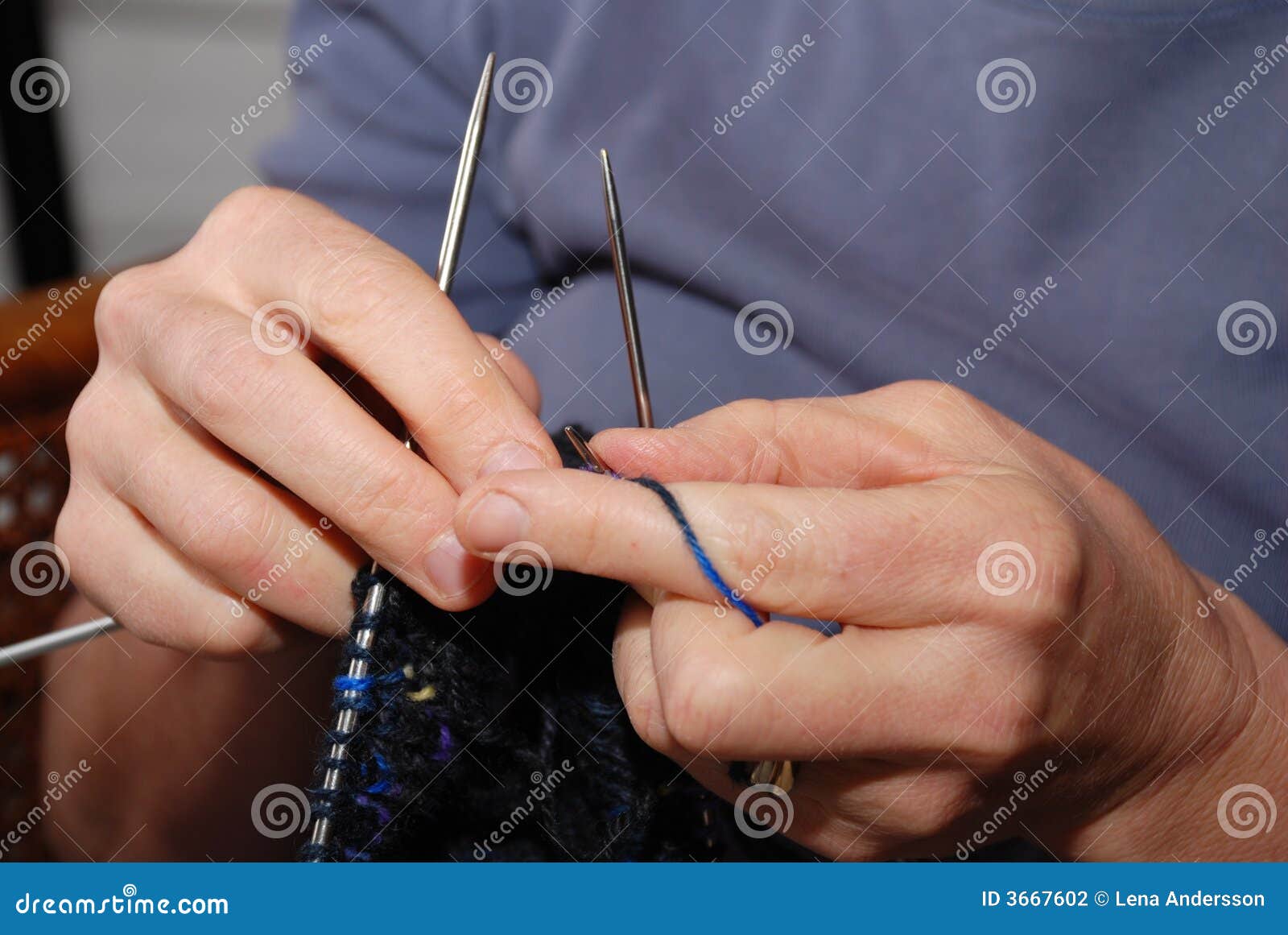 Knitting stock photo. Image of hands, knit, making, blue - 3667602