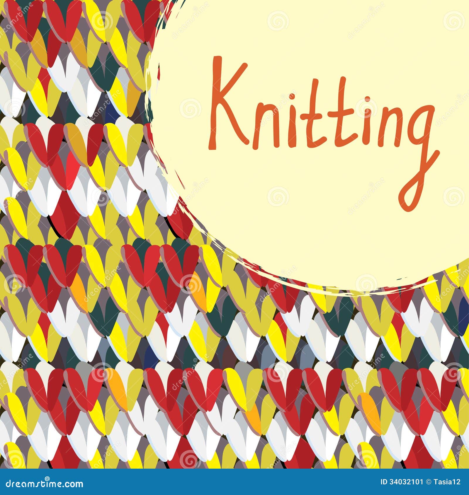 Knitting Background with Frame Hand Drawn Stock Vector - Illustration ...