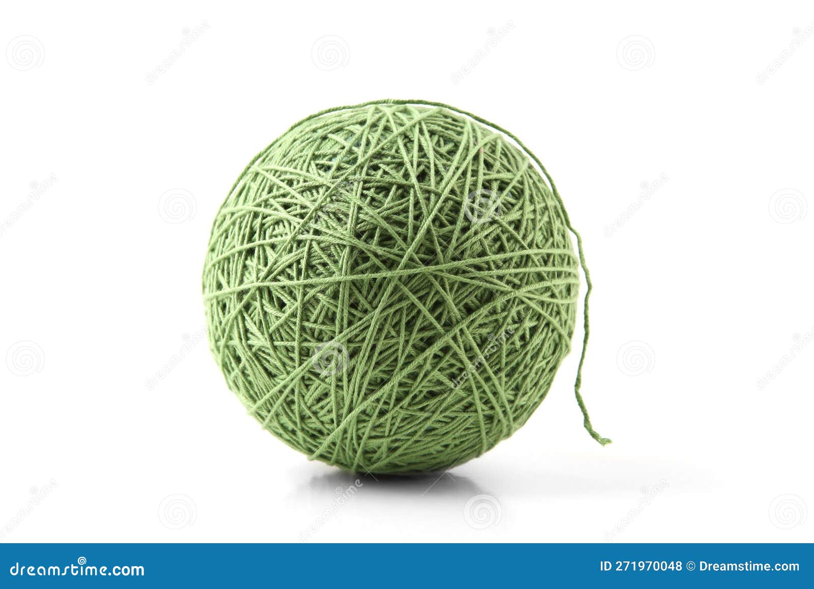 Green Big Cotton Thread Ball Isolated on White Background. Stock Photo ...
