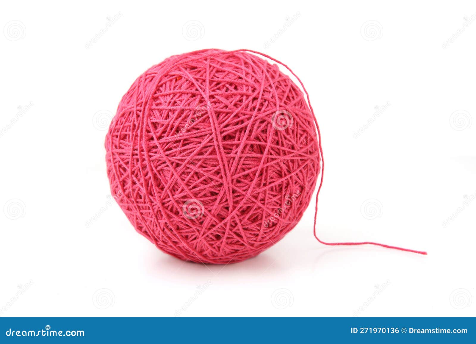 Pink Big Cotton Thread Ball Isolated on White Background. Stock Photo ...