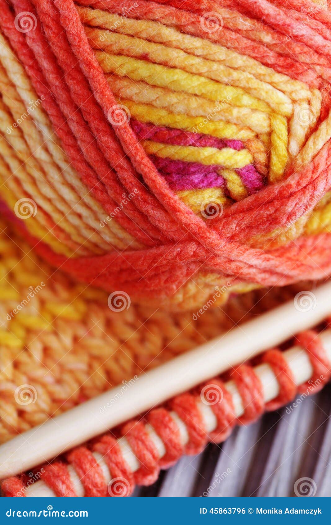 Knitting stock photo. Image of hobby, handicraft, orange - 45863796