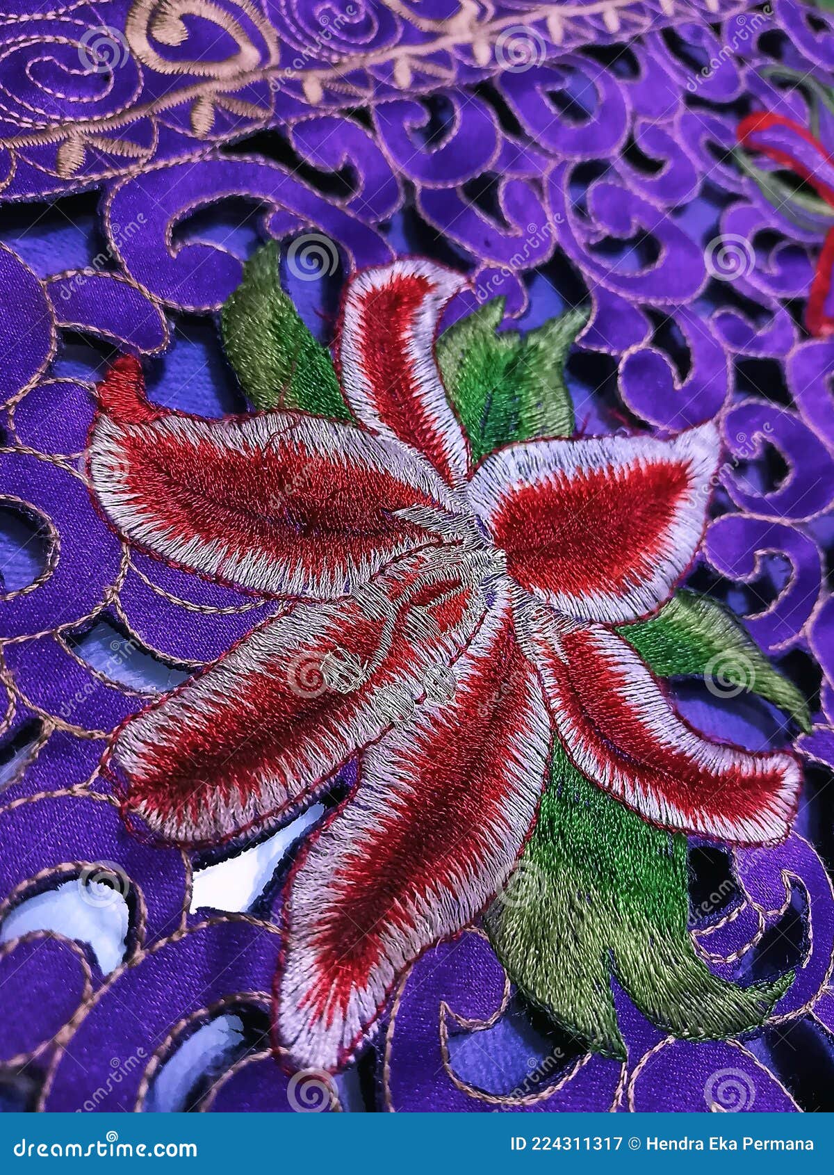 Knitting Decorative Motifs from Sewing Thread on a Tablecloth Stock ...