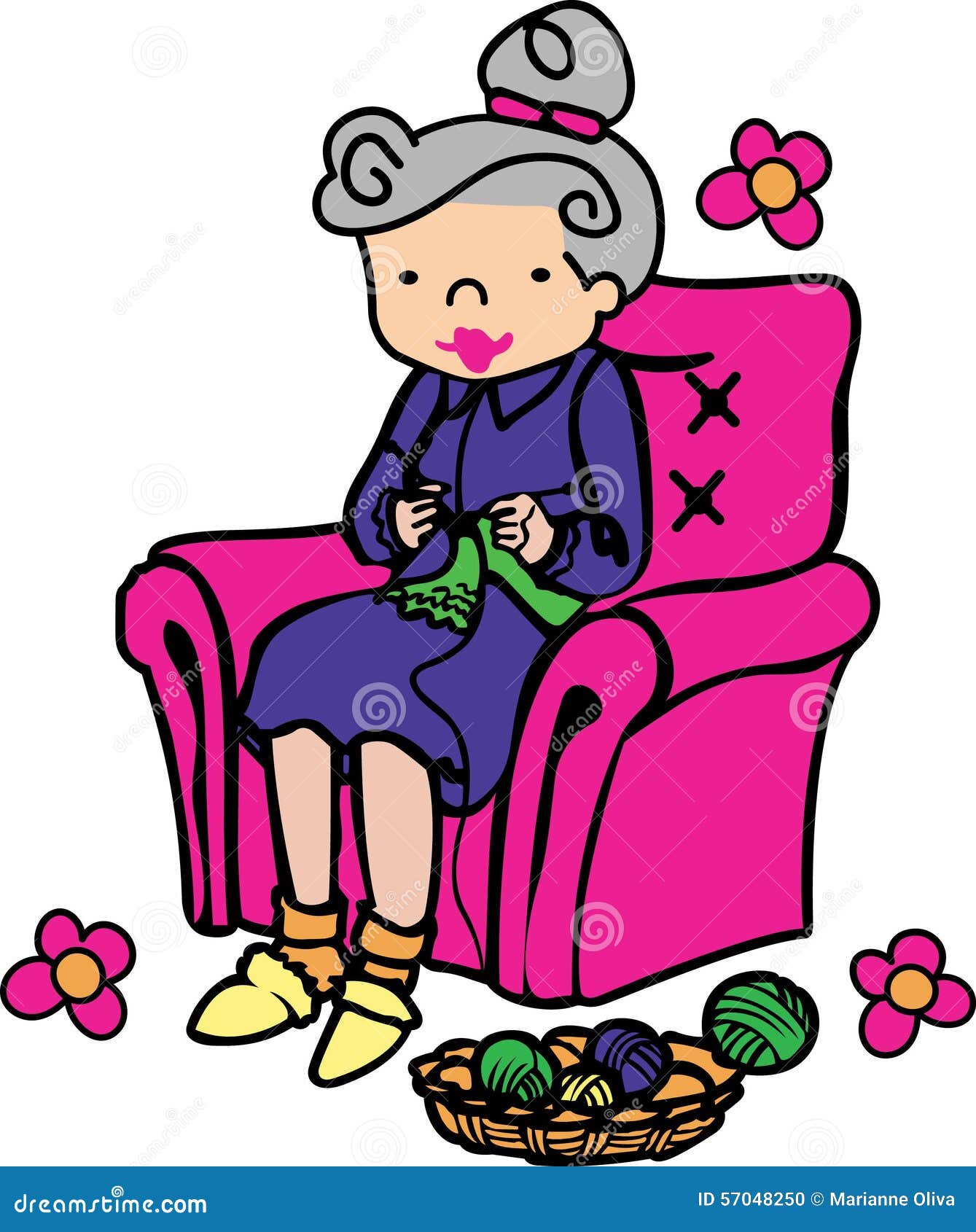 Knitting Grandma stock vector. Illustration of lady, blossom - 57048250