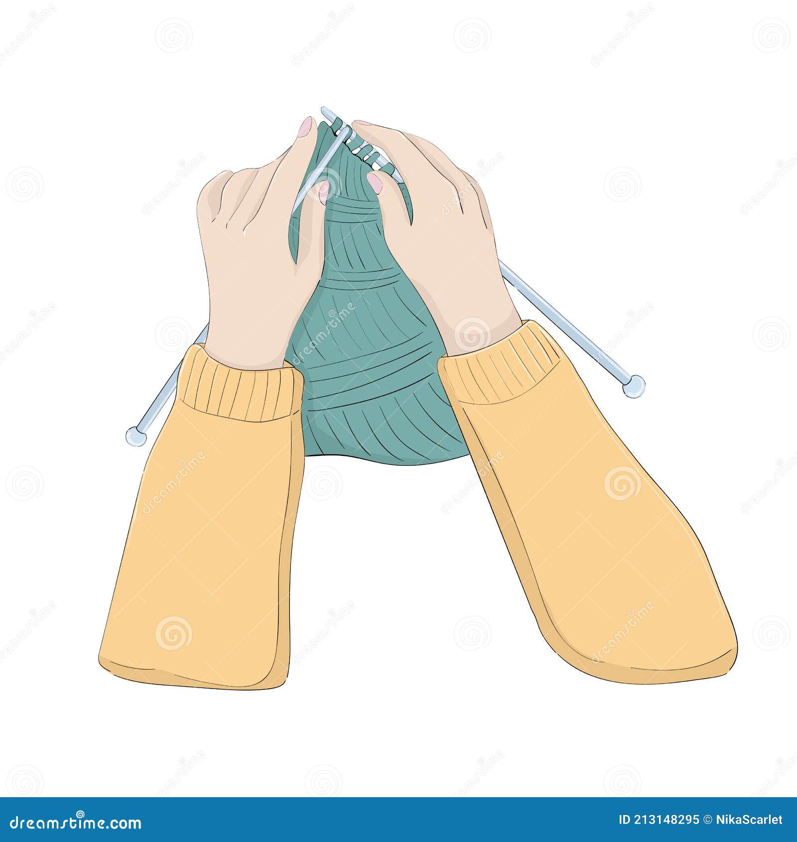 Knitting hands stock vector. Illustration of home, comfort - 213148295