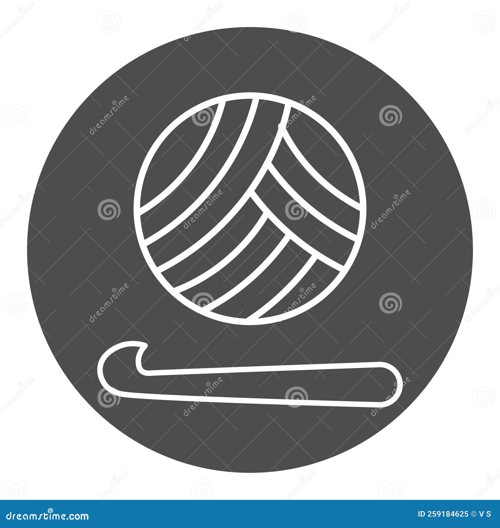 Knitting Icon, Hook and Ball of Thread. Hobby and Needlework Concept ...