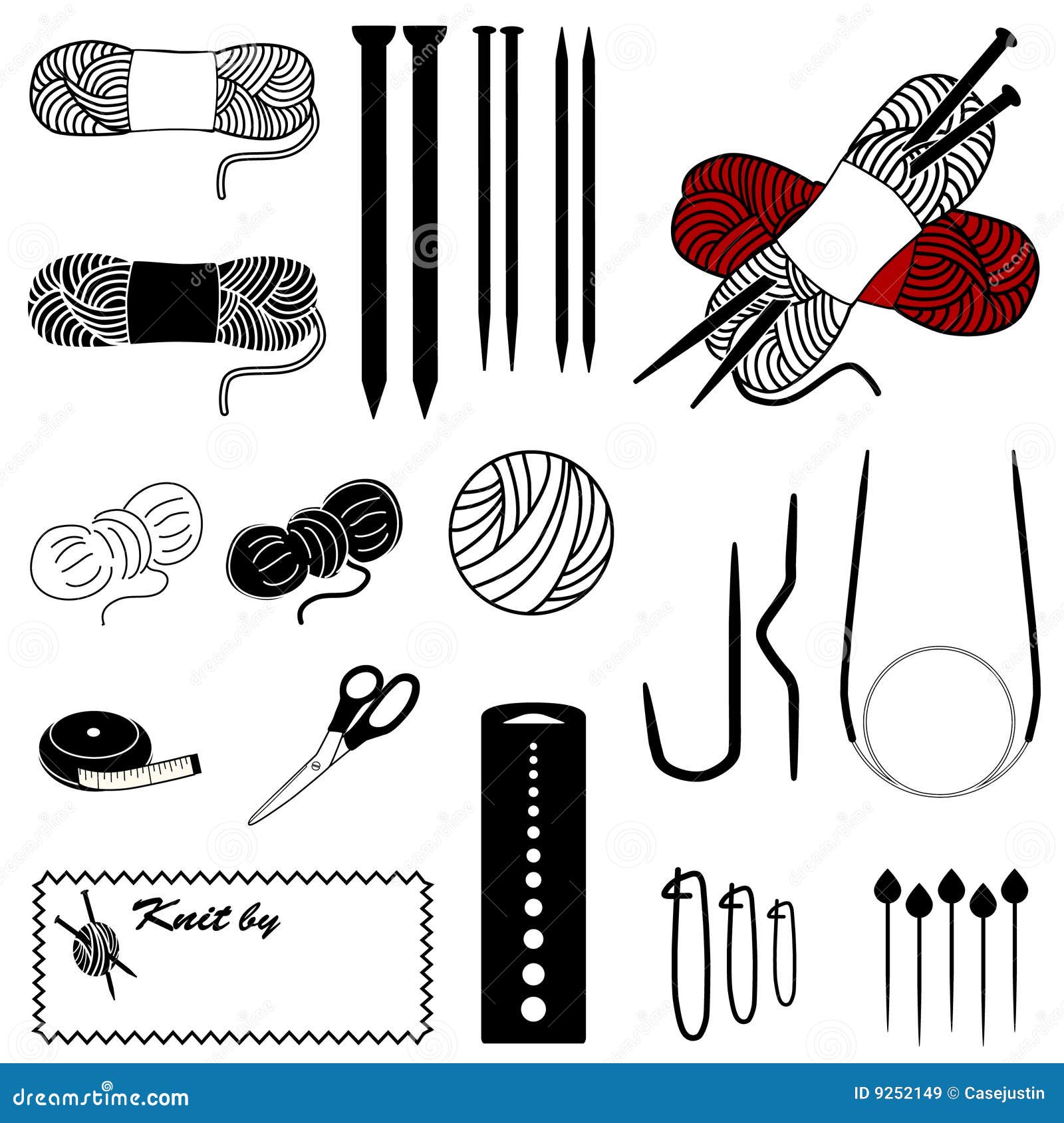Knitting Tools and Supplies Stock Vector - Illustration of element ...