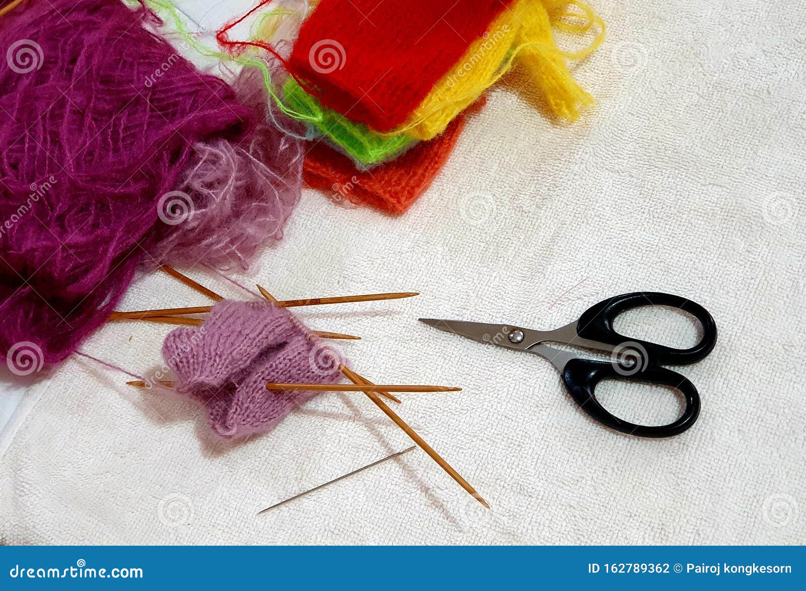 Knitting Knits on Holiday Makes Them Happy and Focused. Stock Photo ...