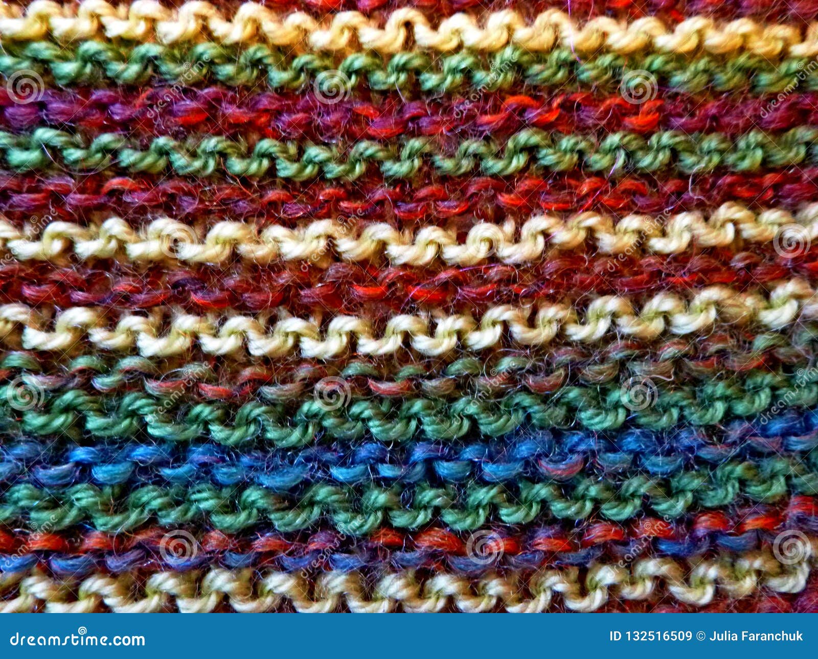 Knitting. Knitted Multicolored Fabric. Knitting Texture. Background ...