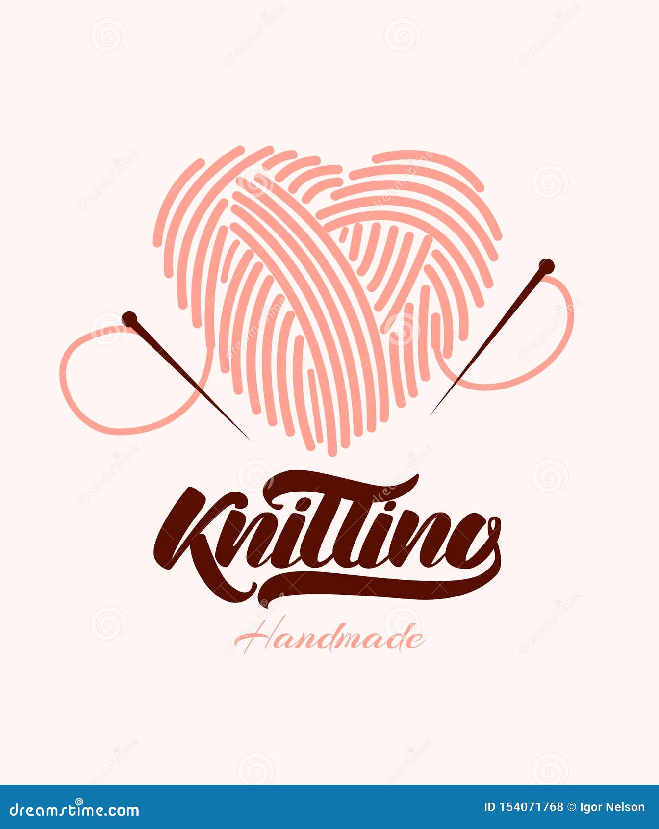 Knitting Logo. Ball of Yarn in Heart with Needles. Vector Illustration ...