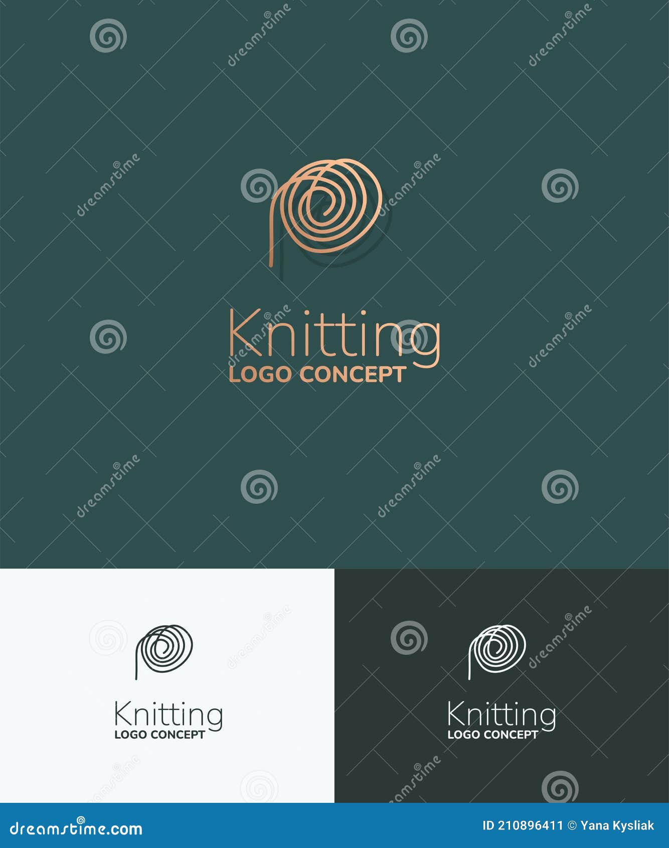 Knitting Logo Concept. Vector Linear Iconic Sign. Stock Vector ...